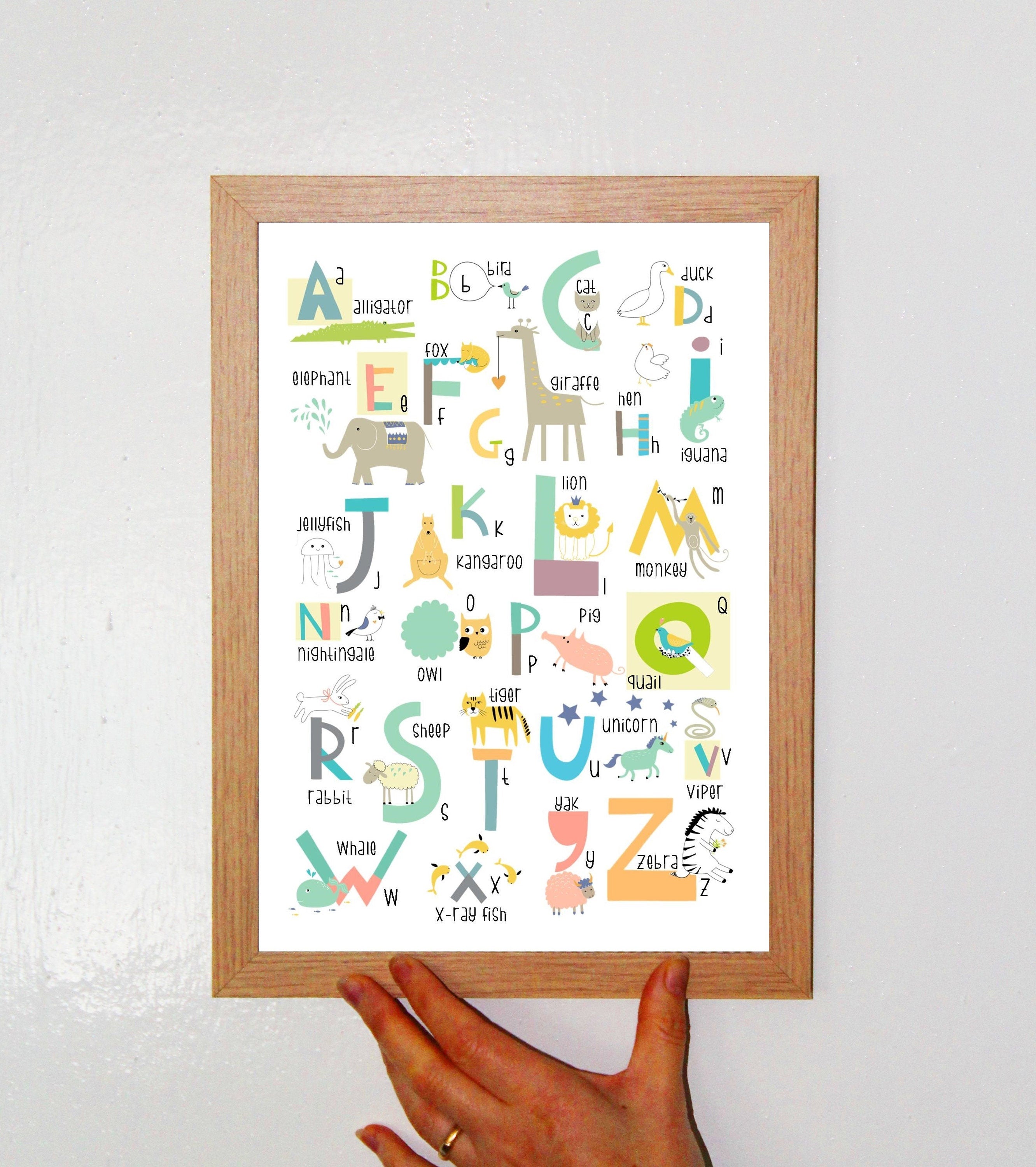 ANIMAL ALPHABET A4 Print Nursery Wall Art Sold as the Print Only or in ...